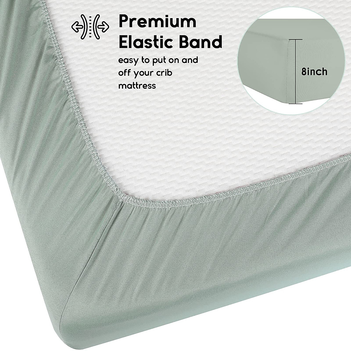 Yoofoss Baby Crib Sheets for Boys Girls, Fitted Crib Sheet 2 Pack for Standard Crib and Toddler Mattress, Super Soft Microfiber Baby Sheet 28x52x8in(Green+Leaf)