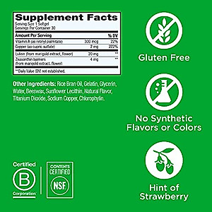 OLLY Ultra Strength Eye Softgels, Blue Light Eye Supplement with Lutein and Zeaxanthin, Supports Eye Health, Reduces Eye Strain, 30 Day Supply - 30 Count