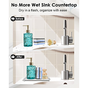 Fast Drying Stone Sink Caddy - Instant Dry Sink Organizer for Bathroom Kitchen, Water Absorbing Stone Tray for Sink Countertop, Diatomaceous Earth Quick Dry Stone Rack for Sponge, Soap Dispenser, Cup