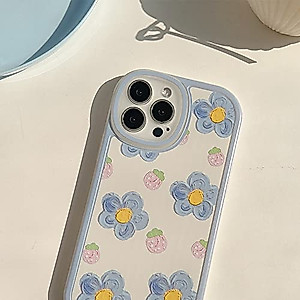 PNATEE Case Compatible for iPhone 13 Mini, Cute Flower Soft TPU Protective Bumper Cover Women Girls, Blue Floral Pattern Phone Case for iPhone 13 Mini (5.4 inch)
