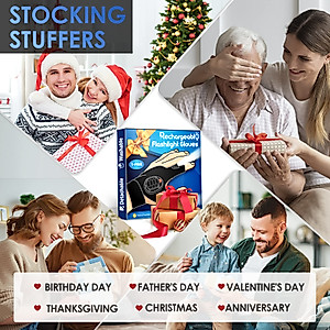 LED Flashlight Gloves with Waterproof Lights - Rechargeable Finger Light Stocking Stuffers for Men Dad Husband Cool Gadgets Tool Fishing Camping Unique Christmas Gifts for Men Who Have Everything