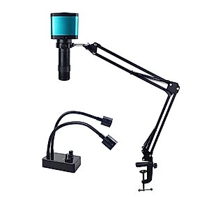 Adjustable Microscope Arm 130x Zoom C Mount Lens Camera Light, 48MP 4K 1080P HDMI USB Digital Camera Industrial Video Microscope Mount Repair Soldering Stand Clamp (48MP Microscope)