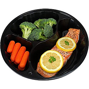 50pcs 48oz Meal Prep Round Containers 3 Compartment w/Lids Food Storage 25 set