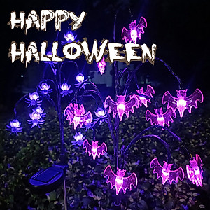 CENGNIAN Solar Halloween Pathway Lights, Purple Spider Swaying Halloween Lights Outdoor, Solar Powered Waterproof Spooky Halloween Decorations Stake Lights for Garden Yard Patio Pathway Decorations