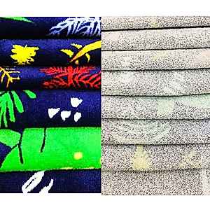 YIFONTIN Beach Towel for Kids, Velour Blanket Throw 24x48 inches 100% Cotton for Bath Swim Camping, Dinosaur.