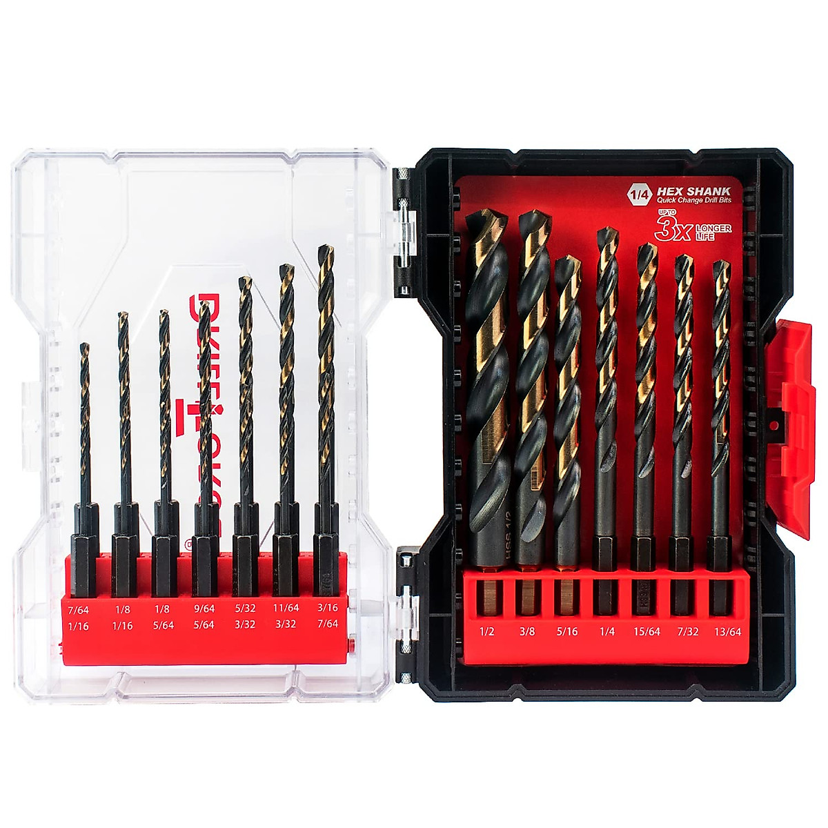 VALYRIANTOOL Impact Drill Bit Set, 21PCS Hex Drill Bit Set, Black Gold Drill Bits Set, HSS Quick Change Impact Driver Drill Bit Set for Copper, Aluminum, Zinc Alloy, Wood, Plastic 1/16"-1/2"