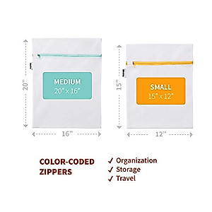 Mamlyn Mesh Laundry Bag for Delicates, Wash Bags for Underwear and Lingerie, Makeup Organizer Bag (1 Medium, 1 Small)