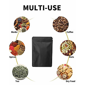 200 Pieces Resealable Mylar Bags(3.3x5.1 inch, Matte Black), Stand Up Zipper Lock Aluminum Foil Bag - Packaging for Small Businesses, Packaging Bags for Food/Nuts Storage