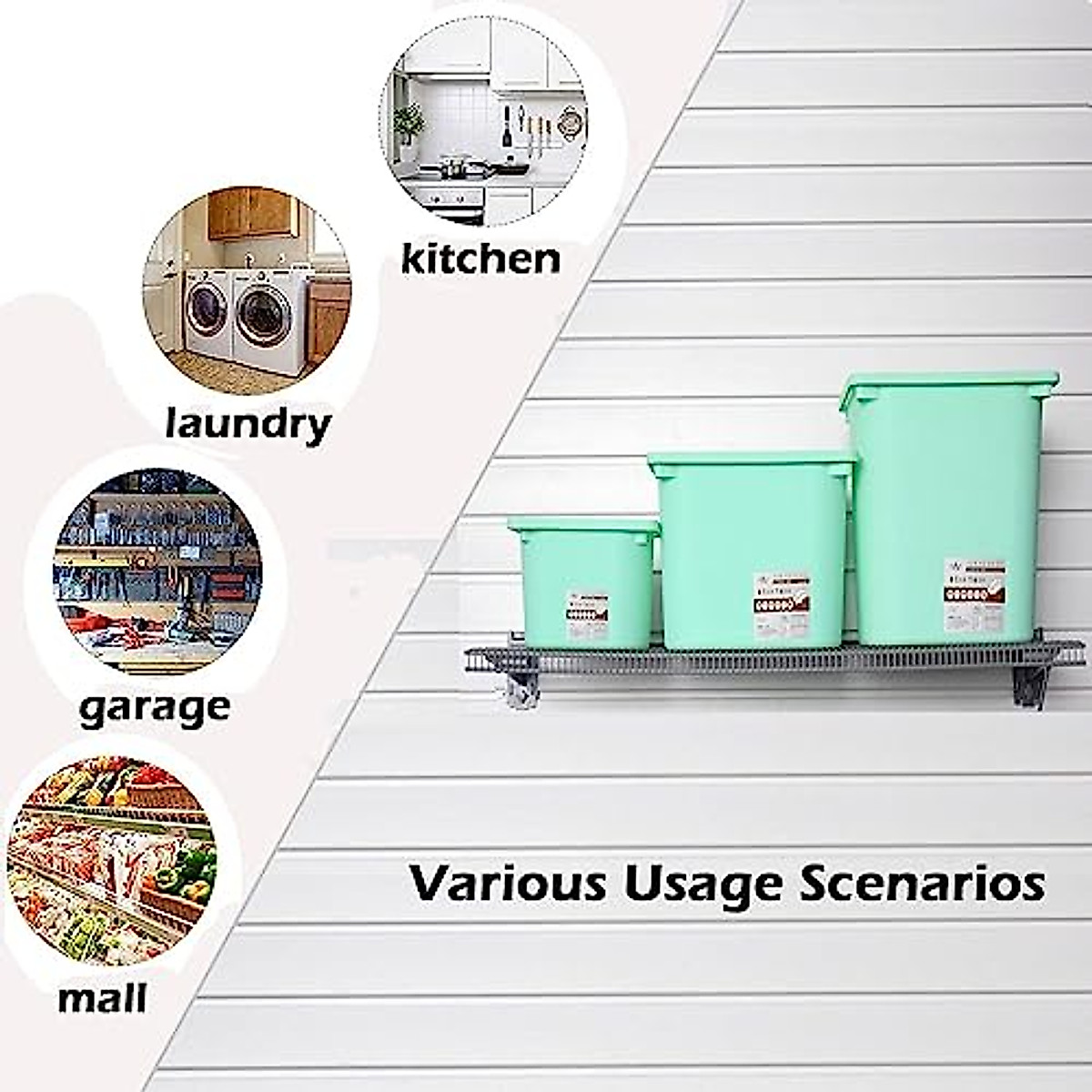 Baoz 2pcs Wall Shelf Kit Garage Storage Rack Heavy Duty Metal Carbon Steel Floating Shelf Mounted Ventilated Shelves for Slatwall(12x24in)