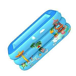BESPORTBLE Kids Pool Inflatable Swimming Pool Blow up Family Pool Lounge Kiddie Pool for Kids Adults Garden Play Toy (Blue) 120cm Double Layer Kids Swimming Pool