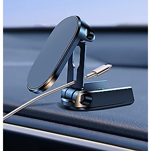 Ylahdent 2023 New Alloy Folding Magnetic Car Phone Holder, 360° Adjustable - 6 Strong Magnet Magnetic Car Phone Mount Dashboard Folding Bracket Universal (Black)