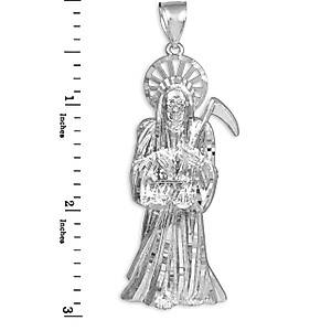925 Sterling Silver Santa Muerte (Grim Reaper) Pendant