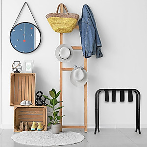 Pelopy 8 Pack Luggage Rack Steel Folding Suitcase Stand Black Luggage Racks with Nylon Straps for Home Hotel Bedroom Closet Guest Room Travel Vacation Motels Supplies