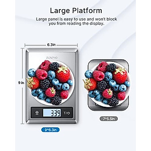 RENPHO Digital Food Scale, Kitchen Scale Weight Grams and oz for Baking, Cooking and Coffee with Nutritional Calculator for Keto, Macro, Calorie and Weight Loss with Smartphone App, Stainless Steel