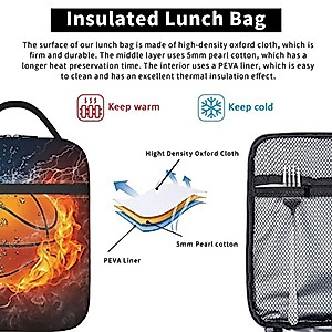 Echoserein Cool Basketball Ball Lunch Bag For Men Boys Insulated Lunch Box Reusable Lunchbox Waterproof Portable Lunch Tote