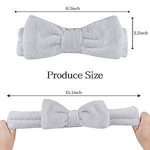 Casoty 6 Pcs Hair Band, Soft Coral Fleece Spa Headbands for Washing Face, Bow Hair Band, Makeup Headband, Skincare Headbands, Yoga, One Size Fits All, Grey, White, Black