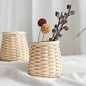 SHERCHPRY Woven Desktop Baskets Small Bamboo Basket Pencil Holder Rustic Chopsticks Caddy Fork Spoon Knife Holder Flatware Utensil Caddy Chinese Tea Tool Holder Utensil Holder