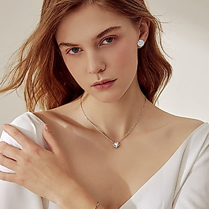 SA SILVERAGE Hypoallergenic Earrings 925 Sterling Silver Earring Flower Brilliant Cut Simulated Diamond Cubic Zirconia Ear Rings for Women Silver Jewelry