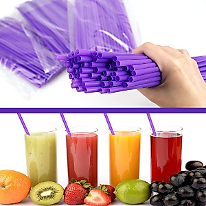 FERCAISH 200 Pcs Purple Disposable Plastic Straws, DIY Creative Handmade Flower Straws - Disposable Fruit Juice Beverage Plastic Straw for Wedding Birthday Party(10.2inches)