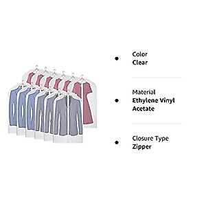 Kntiwiwo Clear Garment Bag Suit Bags for Storage Set of 12 Hanging Dust-Proof Clothes Cover Bag with Zipper for Suit, Coat, Dress Closet Clothes Storage-24” x 40”