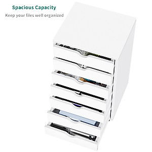 YITAHOME 7 Drawer Chest, Mobile File Cabinet with Wheels, Home Office Storage Dresser Cabinet, White
