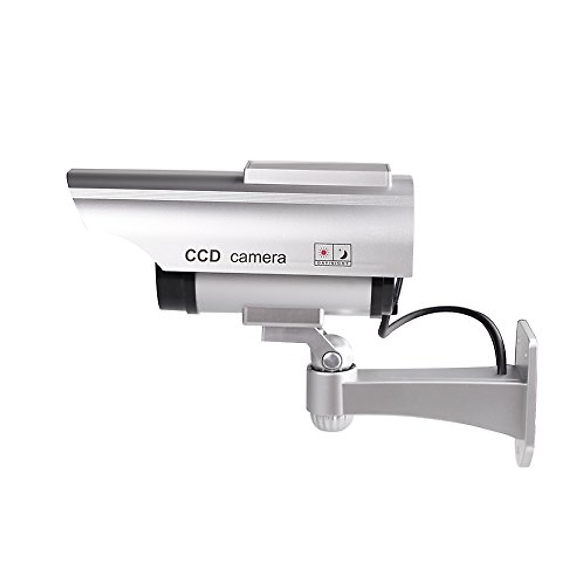 YSUCAU Solar Powered Bullet Dummy Fake Camera Surveillance Security CCTV Dome Camera with Flashing Red LED Light & Warning Security Alert Sticker Decals Outdoor/Indoor Use (1 Pack)