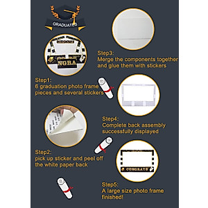 2024 Graduation Photo Props Frame Black and Gold Large Size High School College Graduation Selfie Favors Decorations