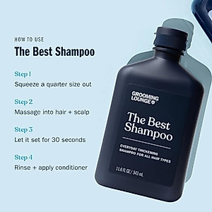 Grooming Lounge The Best Shampoo - Scalp Clarifying, Frizz Control Hair Wash for Men - Promotes Hair Length and Strength - Clean, Stimulating Peppermint Fragrance with Rosemary for Regrowth - 2 pack