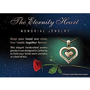 18k Gold Finish Cremation Jewelry Urn Heart Pendant Memorial Keepsake Locket Necklace for Ashes and 20" Gold Chain, The Eternity Heart