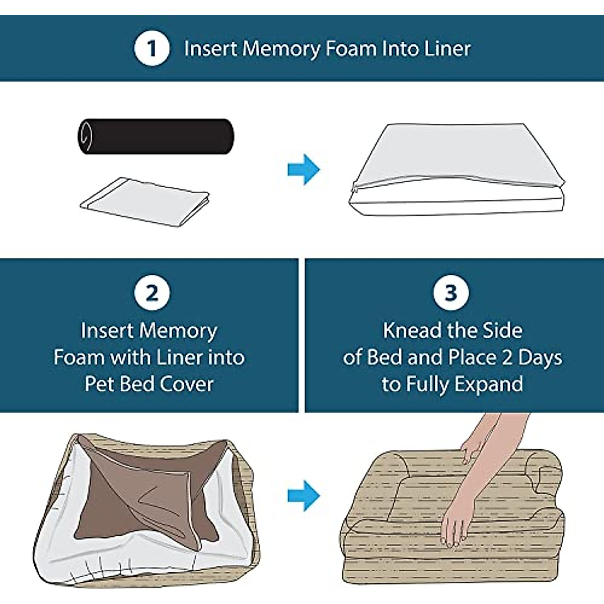 Friends Forever Memory Foam Orthopedic Dog Bed Lounge Sofa, Machine Washable Removable Cover, Premium Extra Soft Faux Suede Edition, Indoor Calming Couch Mattress With Bolster Rim , Khaki Beige Large