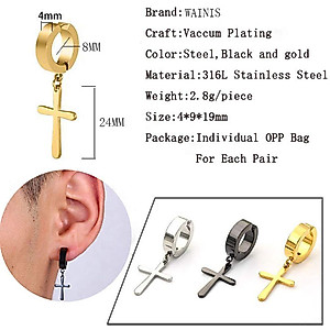 WAINIS 12 Pairs Stainless Steel Non Pierced Magnetic Earrings for Men Women CZ Clip on Dangle Magnet Earrings Set