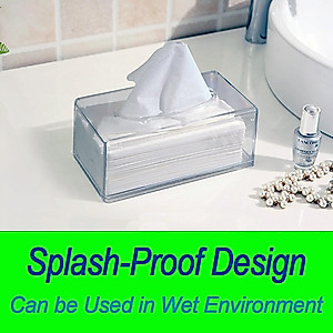 Square Clear Acrylic Tissue Box, Box Covers Rectangular, Bathroom Facial Napkin Box Holders, Table Clear Dryer Sheet Dispenser for Bathroom, Kitchen and Cars
