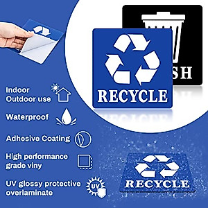 Sukh Recycle Sticker for Trash Can - Recycle Sign 8 Pack Decals self Adhesive Garbage Recycling Stickers Trash Bin Label Reuse Recycle Vinyl Perfect for Kitchen Necessity Home Essentials,Home,Hotel