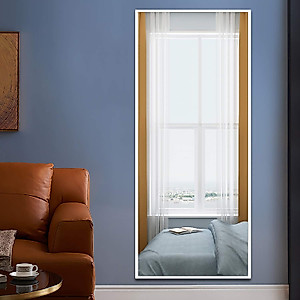 PexFix Full Length Standing Mirror, 59" x 20" Modern Minimalist Style Floor Mirror Metal Frame Modern Bedroom Dressing Mirror Wall Mounted Mirror Leaner Mirror - Matte White
