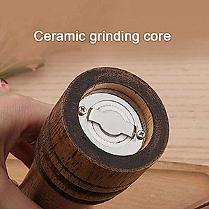 CAFFIA Wood Salt and Pepper Mill Set, Pepper Grinders, Salt Shakers with Adjustable Ceramic Rotor,Manual Spice Grinder Seasoning Powder Shakers Grinding Bottle Set Kitchen Barbecue Tools- 8 inches