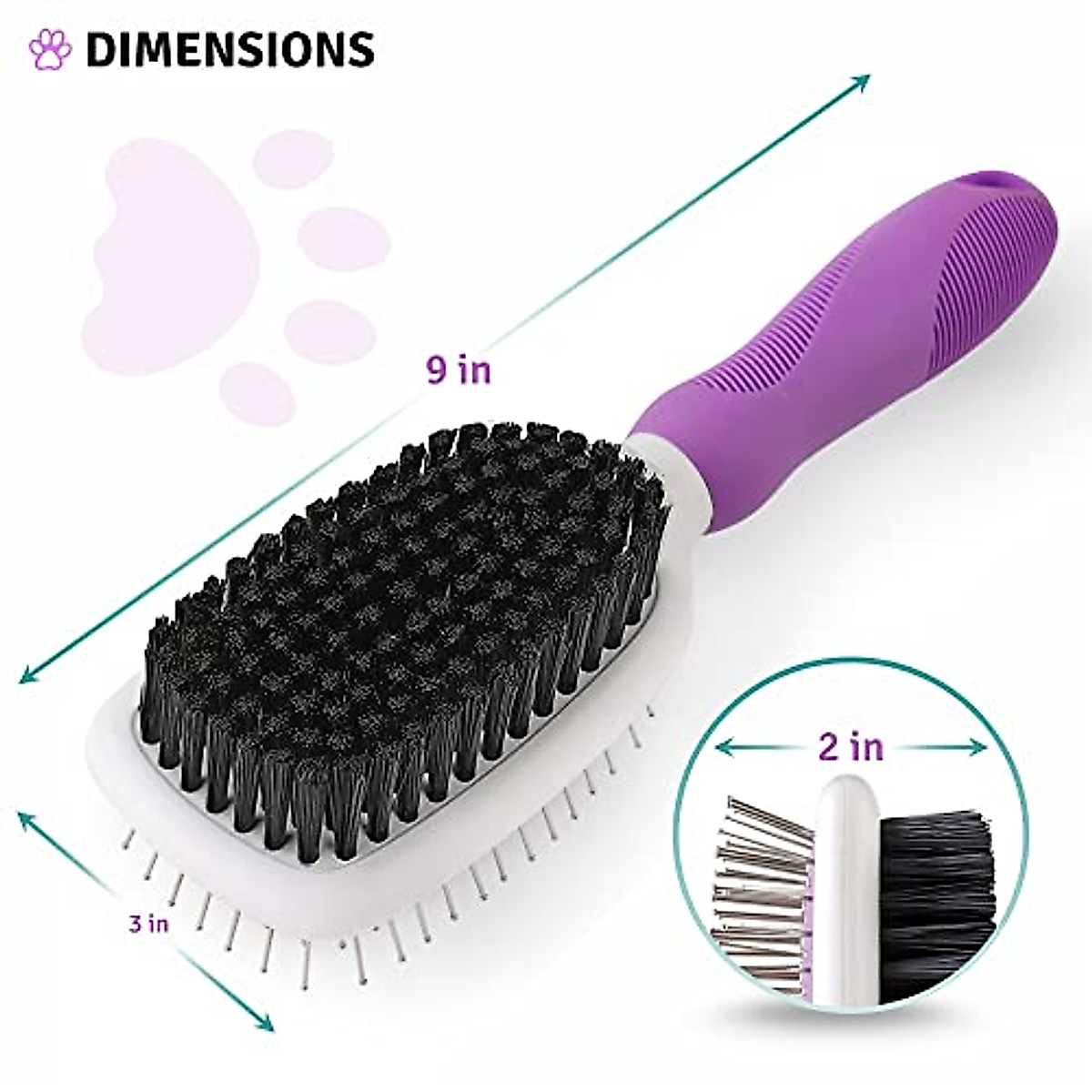 Double-Sided Pet Brush for Grooming & Massaging Dogs, Cats & Other Animals – Fur Detangling Pins & Coat Smoothing Slicker Bristles, Double the Brushing Groom Power In One Tool (Double Sided Brush)