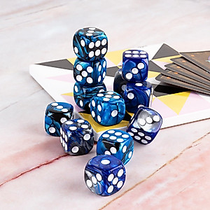 24 Pieces 16mm Marble 6 Sided Dice Round Corner D6 Dice Set Card Game Dice for MTG DND Tenzi Farkle Yahtzee Bunco or Math Learning
