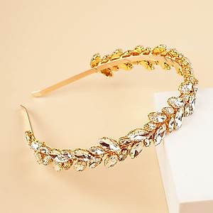 Kercisbeauty Wedding Bridal Crystal Gold Hiar Tiaras Women Girls Special Occasion Hair Crown Bridal Shower Rhinestones Hair Accessories (Gold)