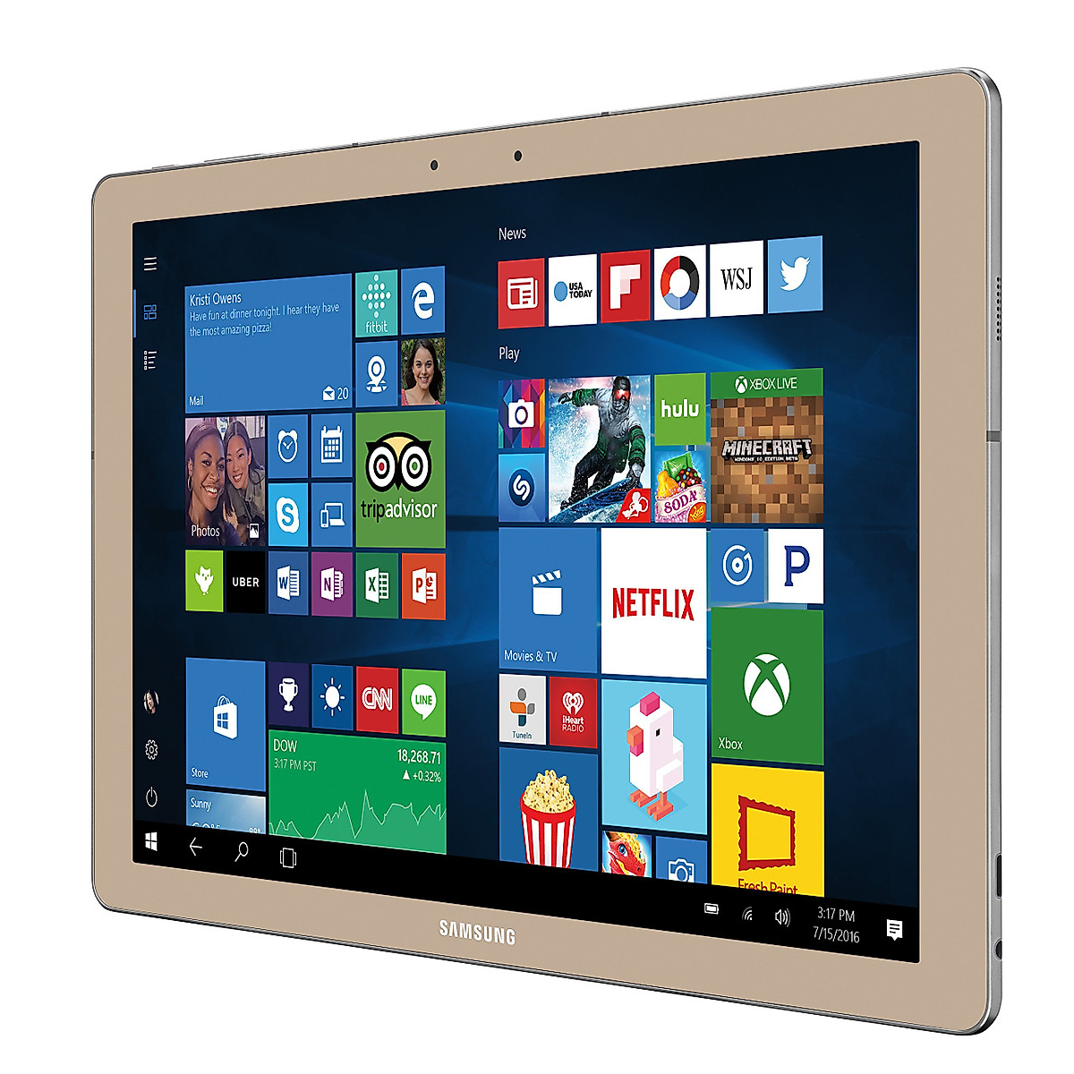 Samsung Galaxy TabPro S SM-W700NZDBXAR 12-Inch 8GB RAM, 256GB SSD WiFi 2-in-1 Tablet with Keyboard case (Gold)