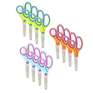 Blue Summit Supplies Kids Scissors, Student Scissors with Comfort Grip, Bulk Safety Scissors for School and Classrooms, Orange, Blue, and Pink Children Scissors, 12 Pack