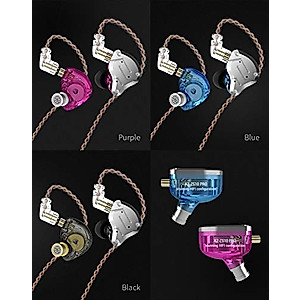 KZ ZS10 Pro Earbuds Headphone, KZ in Ear Monitor IEM HiFi Earphone with 5 Driver 4BA 1DD with Detachable 0.75mm 2 Pin Cable for Singer Musician Drummer (Purple No Mic)…