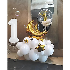 New 40 Inch Giant White Numbers 1 Balloons Huge Birthday Party Supplies Foil Helium Digital Balloon 0 to 9
