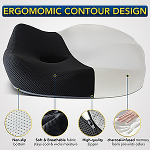 Seat Cushion for Desk Chair Cushion for Hip Tailbone Pain Relief Memory Foam Seat Cushion for Car, Driver, Office Desk Chair Cushion for Gaming Ergonomic Patented Office Chair Cushion Pad Donut Pillow