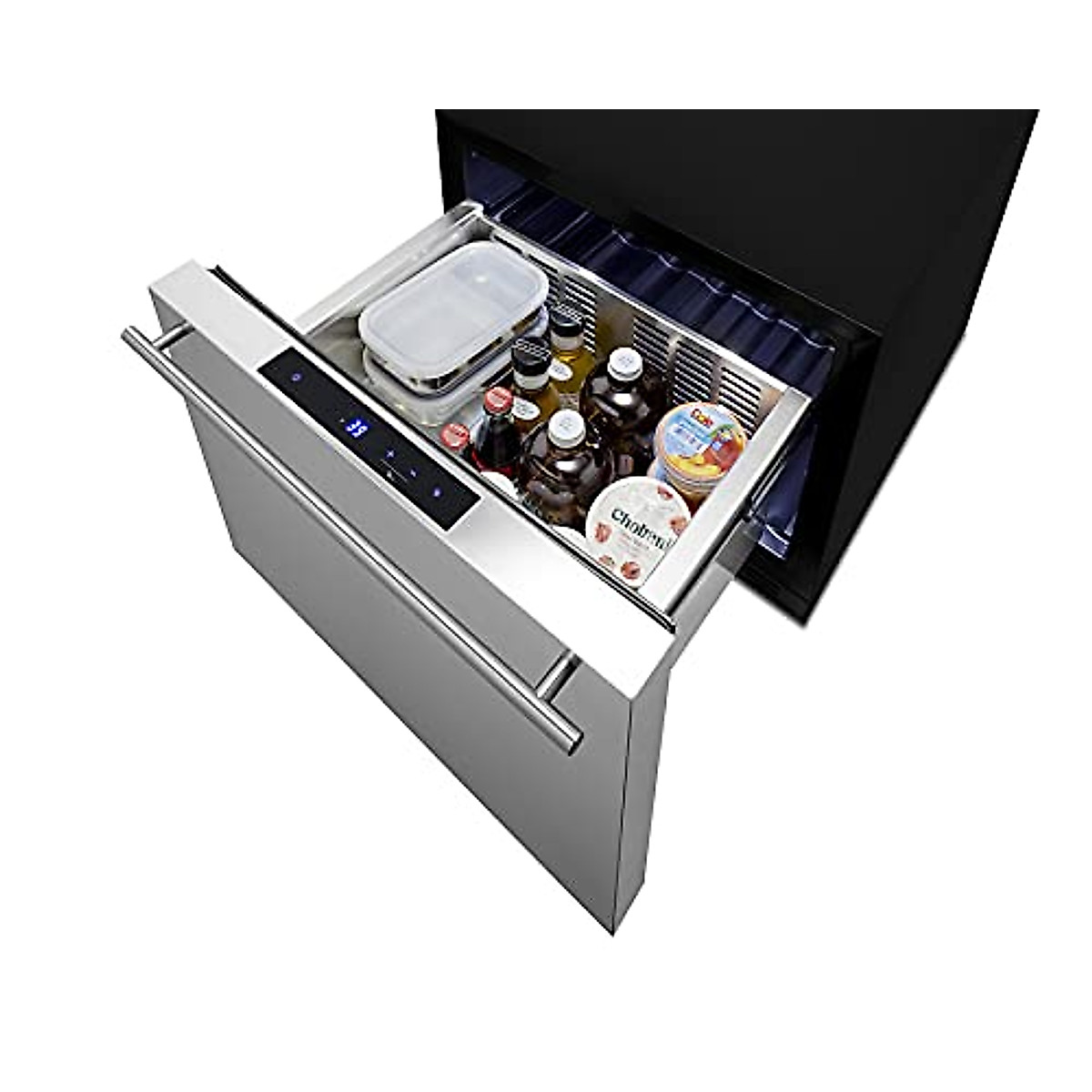 Summit Appliance FF1DSS 21.5" Wide Built-In Drawer Refrigerator, Black Cabinet, Stainless Steel Door, No Frost, 115V