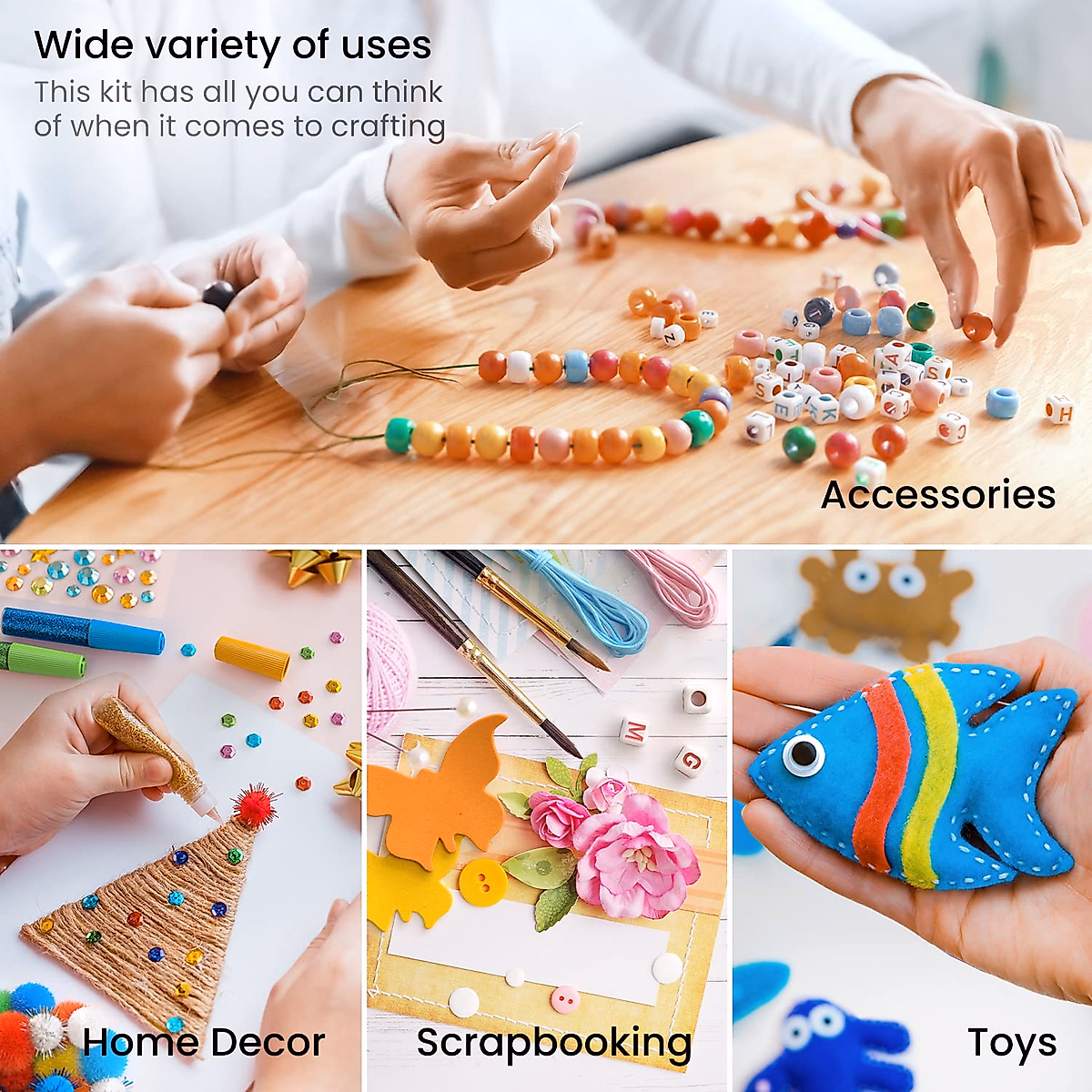 Arteza Ultimate Craft Kit, over 1,000 Pieces and Craft Supplies, Felt, Pom Poms, Googly Eyes, Glitter Glue, Pipe Cleaners for Crafts and DIY Projects
