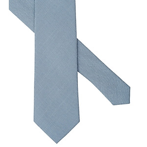 BELLUNO Men's Skinny Ties, Cotton Linen Blend 2.5 inch Slim Neckties, Dusty Blue Tie