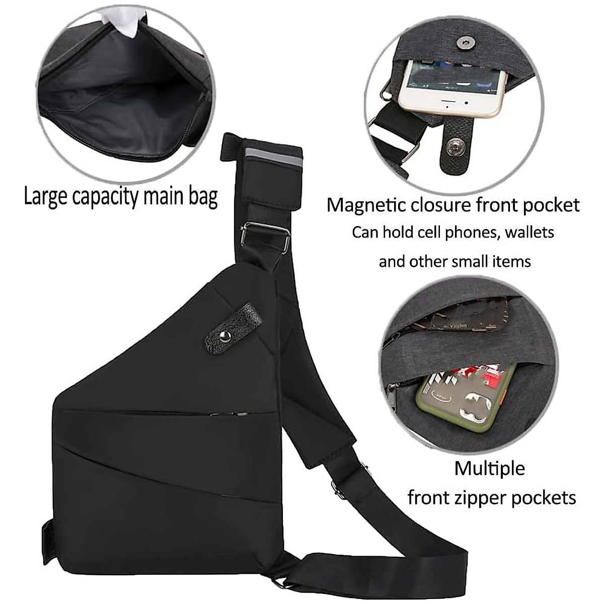 KYAOBEY Wander Plus Anti Theft Bag, Wander Bag, North Carry Slim Sling Bag,Anti Theft Slim Sling Bag for Women & Men (Black)