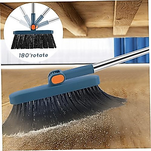 ORFOFE 1 Set Folding Broom Set Long Handled Broom Lobby Dust Pan Angle Broom Floor Sweeper Dust Pan Broom Whisk Broom Long Handle Broom Stand up Broom Dustpan Hand Held Broom Plastic Blue