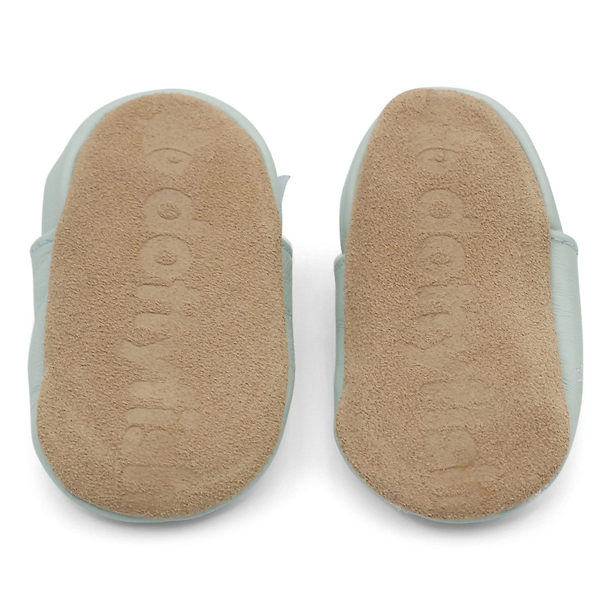 Dotty Fish Soft Leather Infant Shoes Unisex pre-Walkers. Polar Bear on Ice Blue Shoe. 6-12 Months