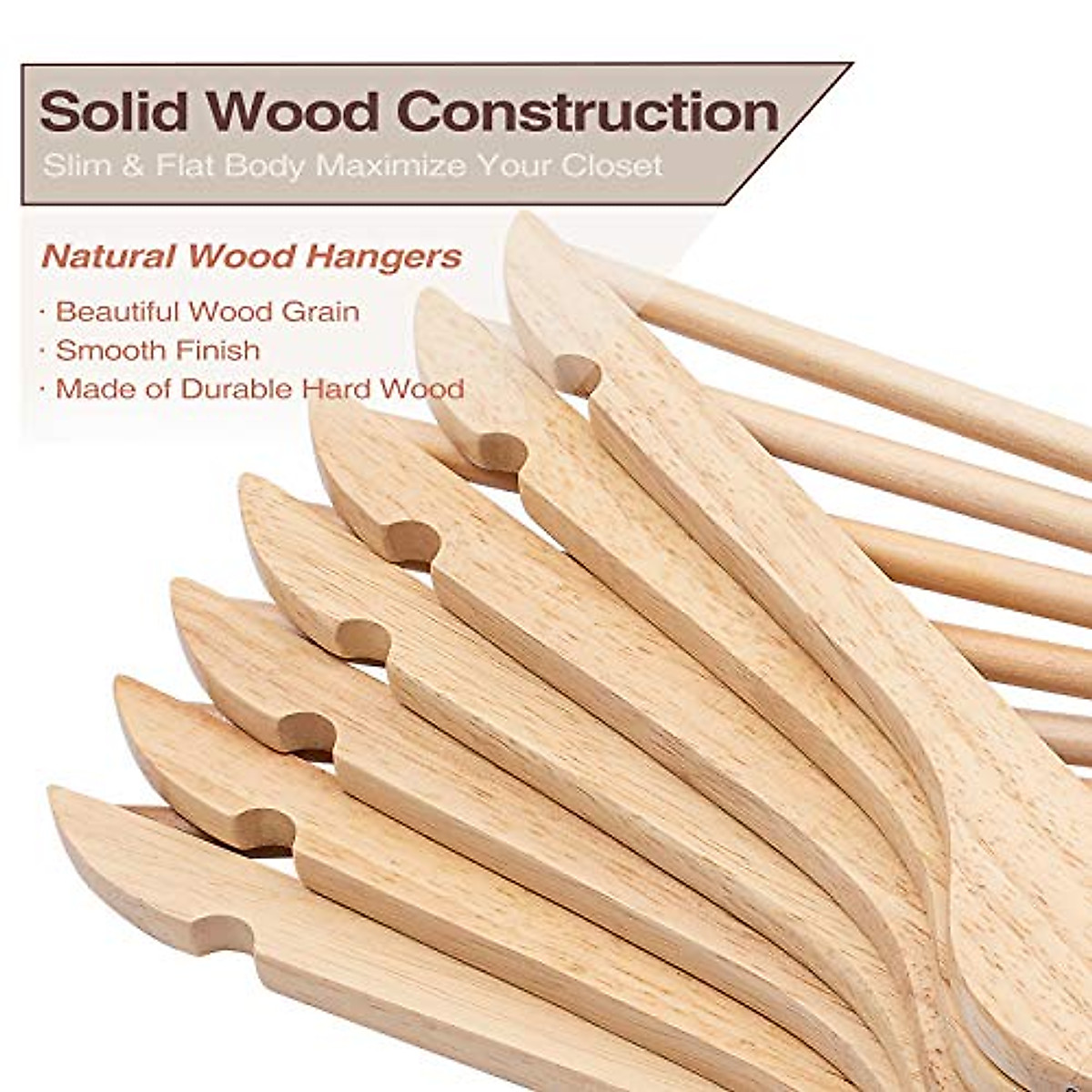 FairyHaus Wooden Hangers 20 Pack, Natural Wood Hangers with 360° Swivel Hook and Notches, Slim & Lightweight Hangers Wood for Clothes Coat Suit Jacket